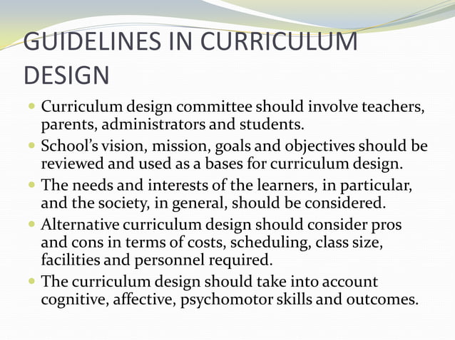 Dimensions and Principles of Curriculum Design | PPTX