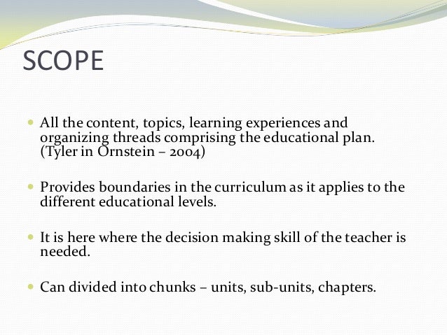 Dimensions and Principles of Curriculum Design