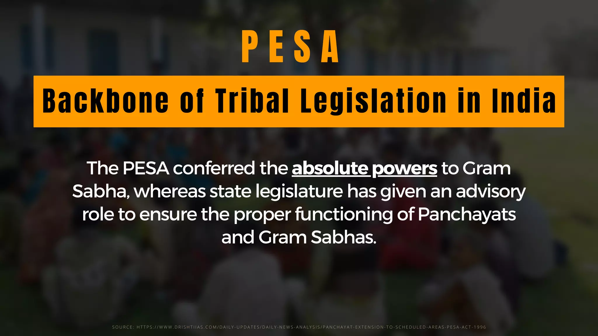 PESA - Panchayat (Extension to Scheduled Areas) Act, 1996 | PDF