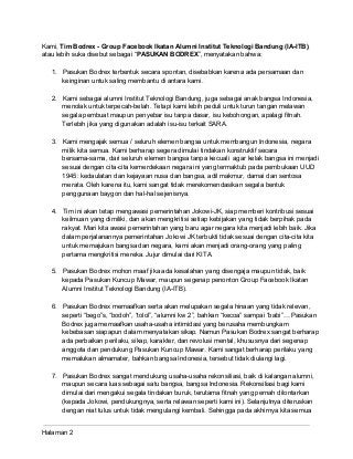 Pesan kegembiraan dan ajakan rekonsiliasi pasukan bodrex