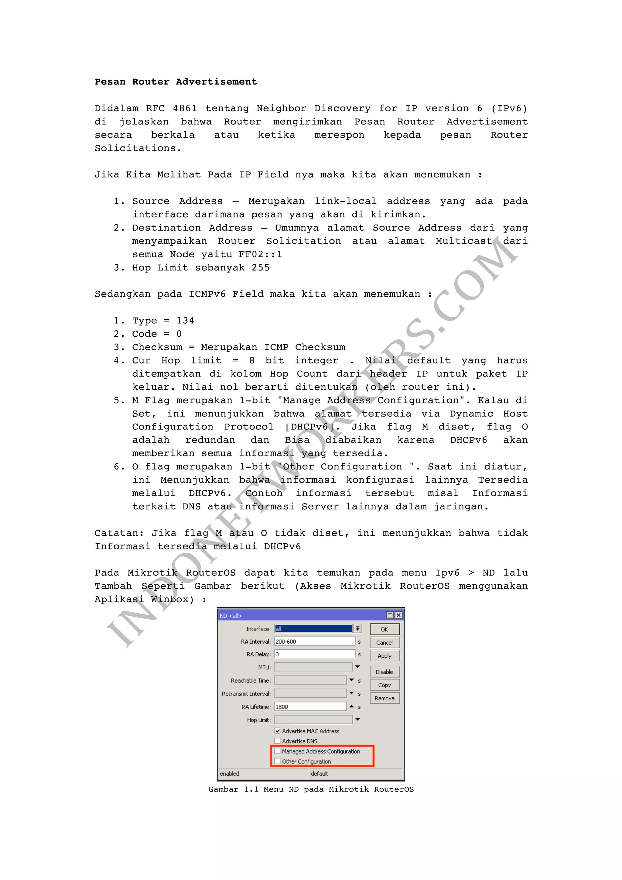 Pesan router advertisement | PDF