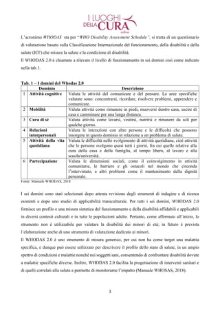 Il WHODAS 2.0: il nuovo strumento per la valutazione della disabilità | PDF