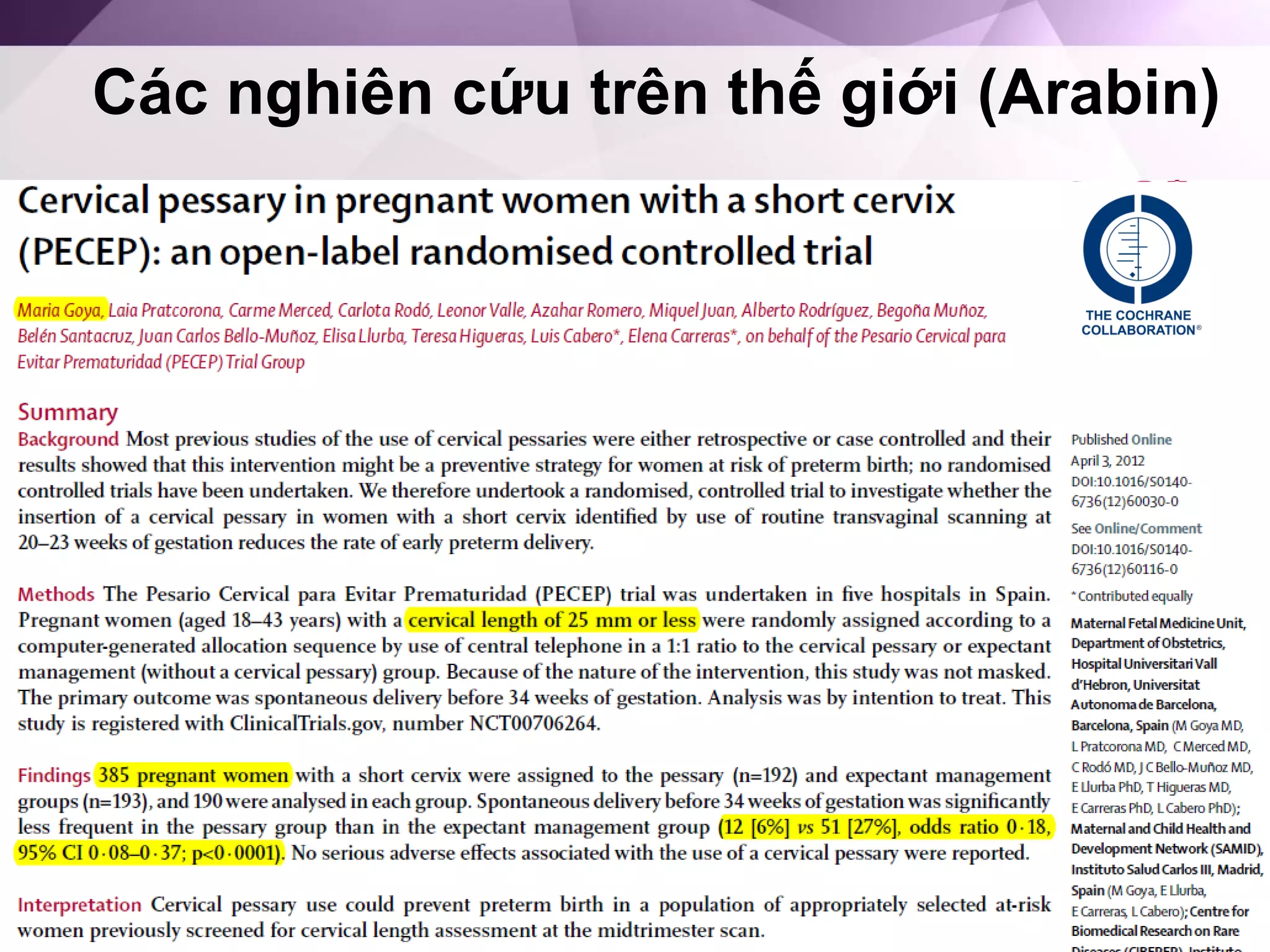 PESSARY TRONG DỰ PHÒNG SANH NON | PDF