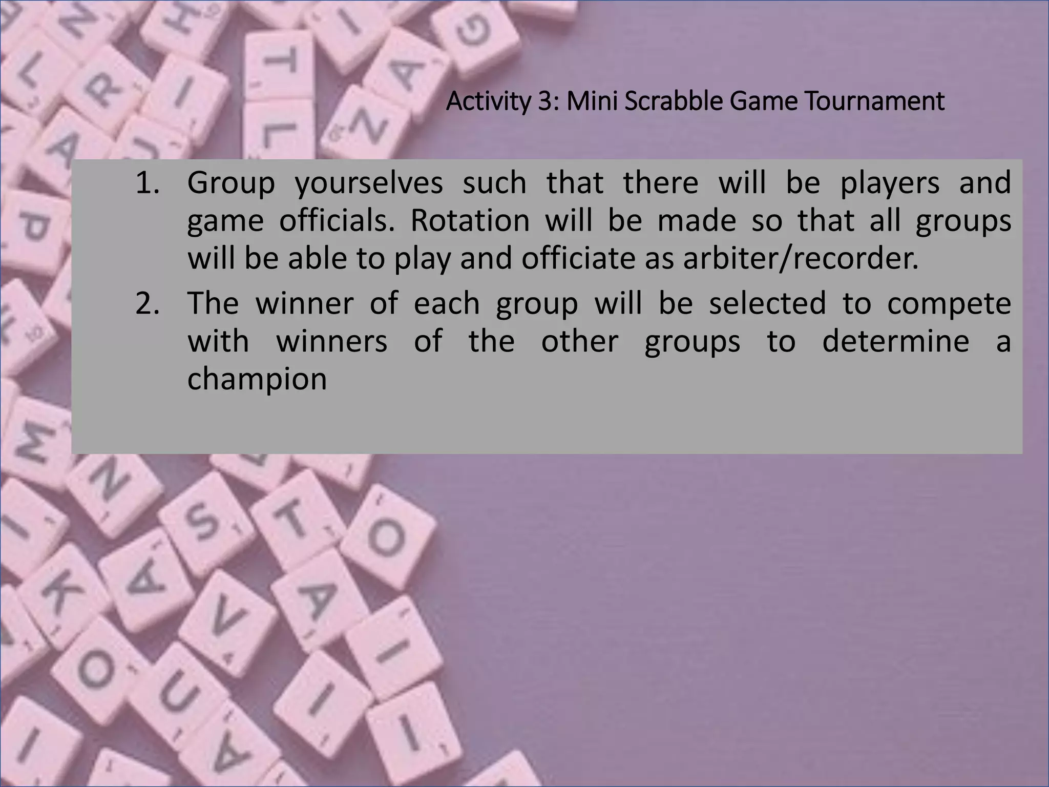 Unit 3 Scrabble Grade 8 P.E. | PPTX