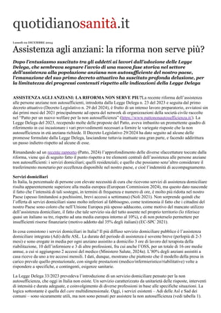ASSISTENZA AGLI ANZIANI: LA RIFORMA NON SERVE PIU'? | PDF