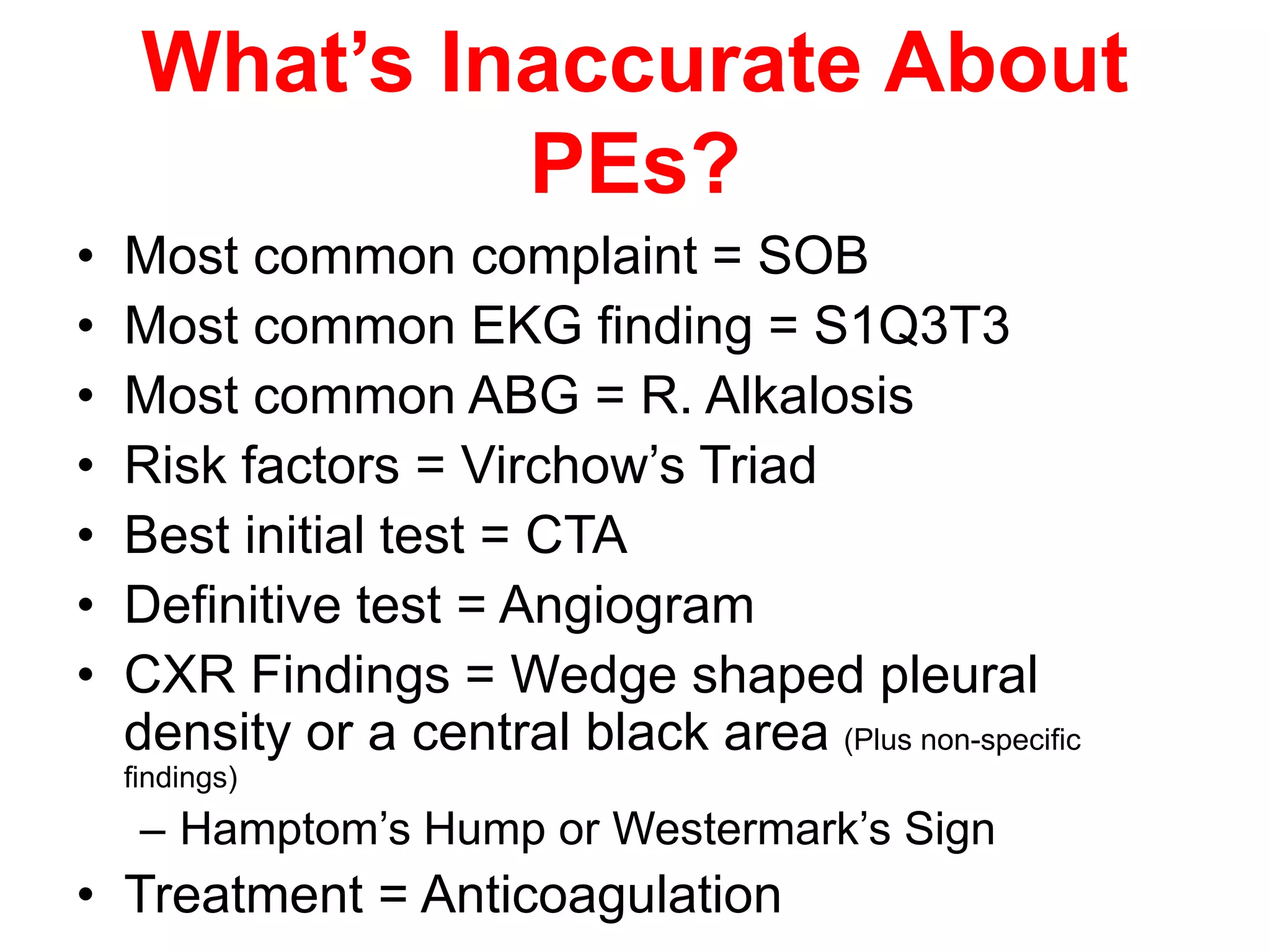 Pulmonary Embolism Slide from Emergency Medicine Institute Case Study ...