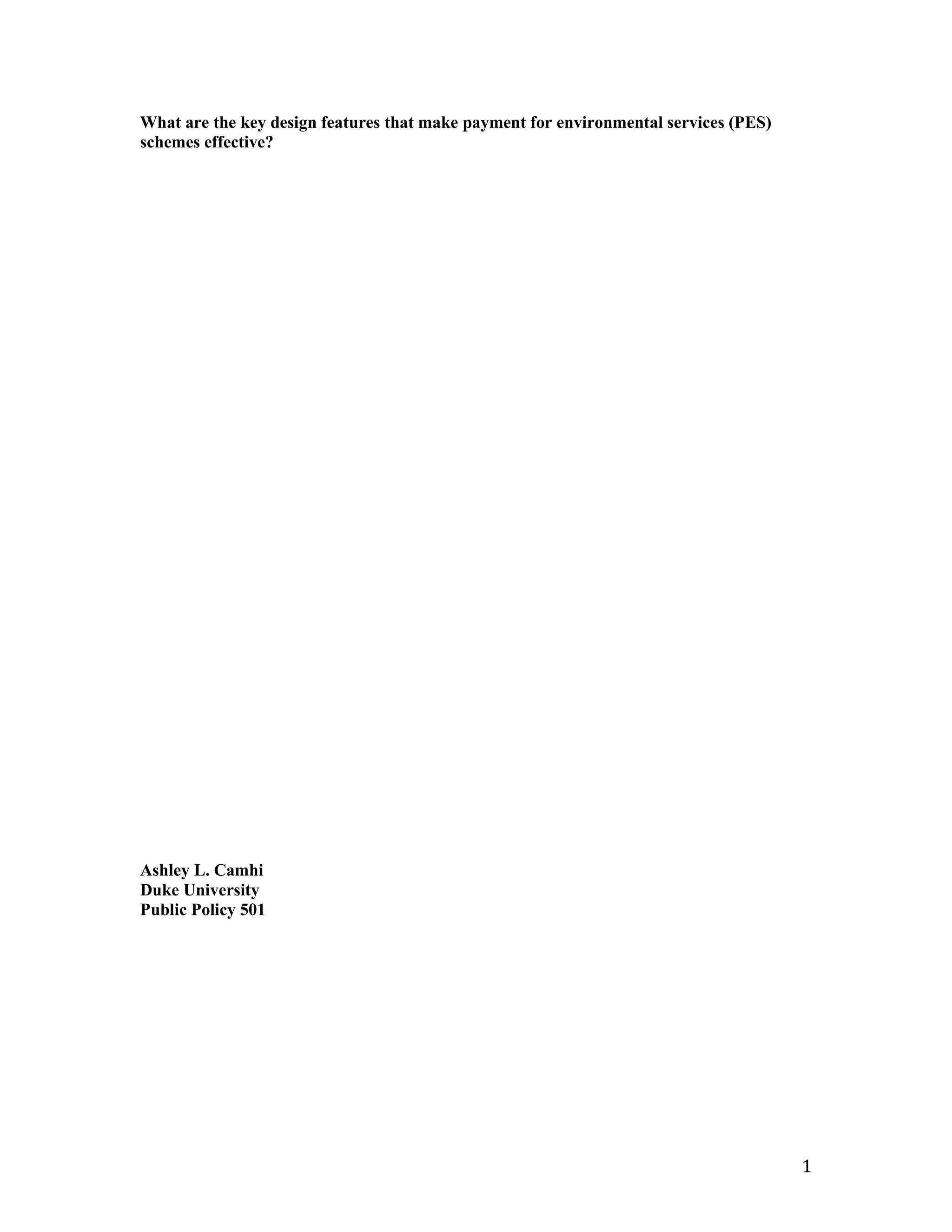 What are the key design features that make payment for environmental ...