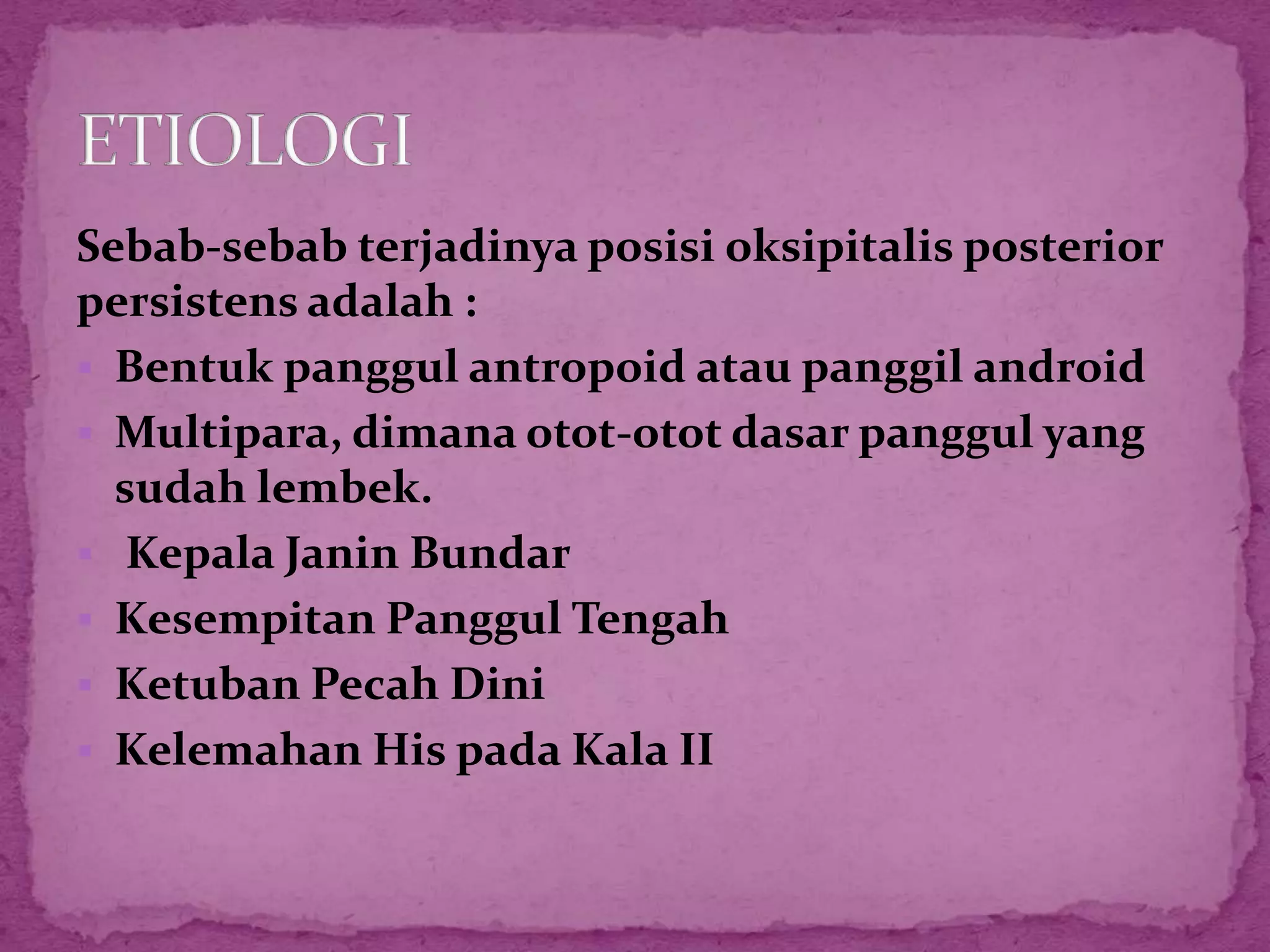 Pesrsistent oksipito posterior | PPTX