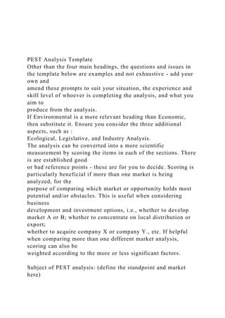 PEST Analysis TemplateOther than the four main headings, the.docx