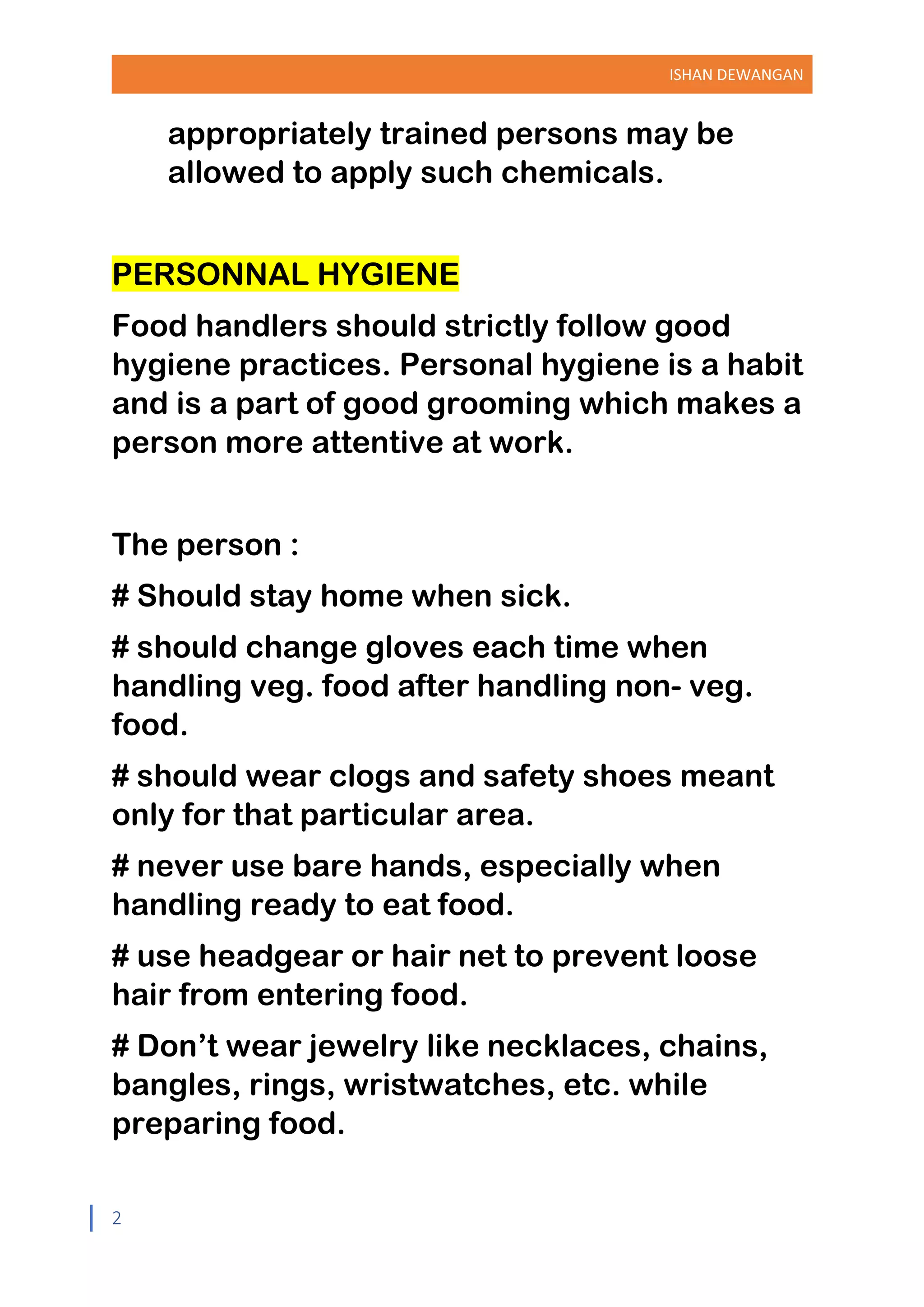 PEST AND RODENT CONTROL, PERSONNEL HYGIENE | PDF