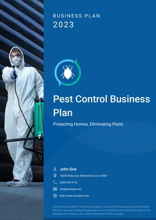 pest control business plan example template | PDF