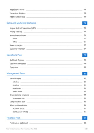 pest control business plan example template | PDF
