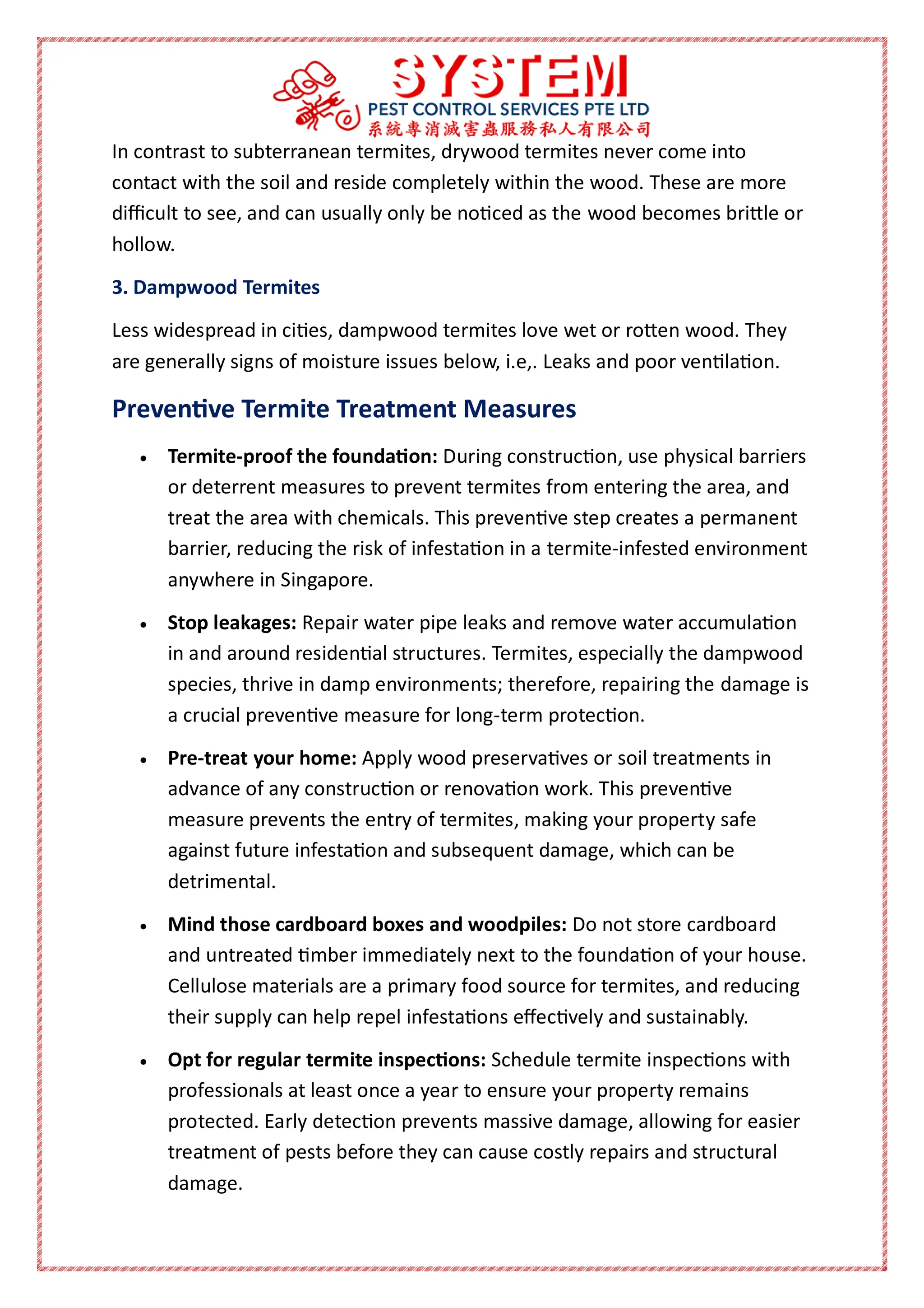 Pest Control Company Singapore | Termite Treatment Costs Explained | PDF