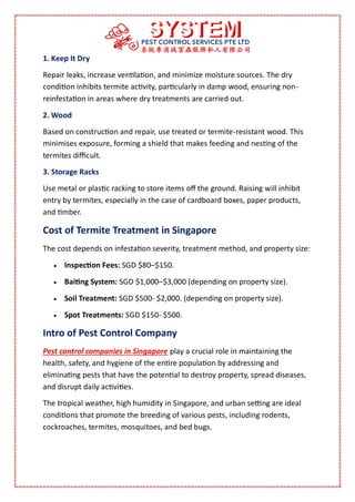 Pest Control Company Singapore | Termite Treatment Costs Explained | PDF