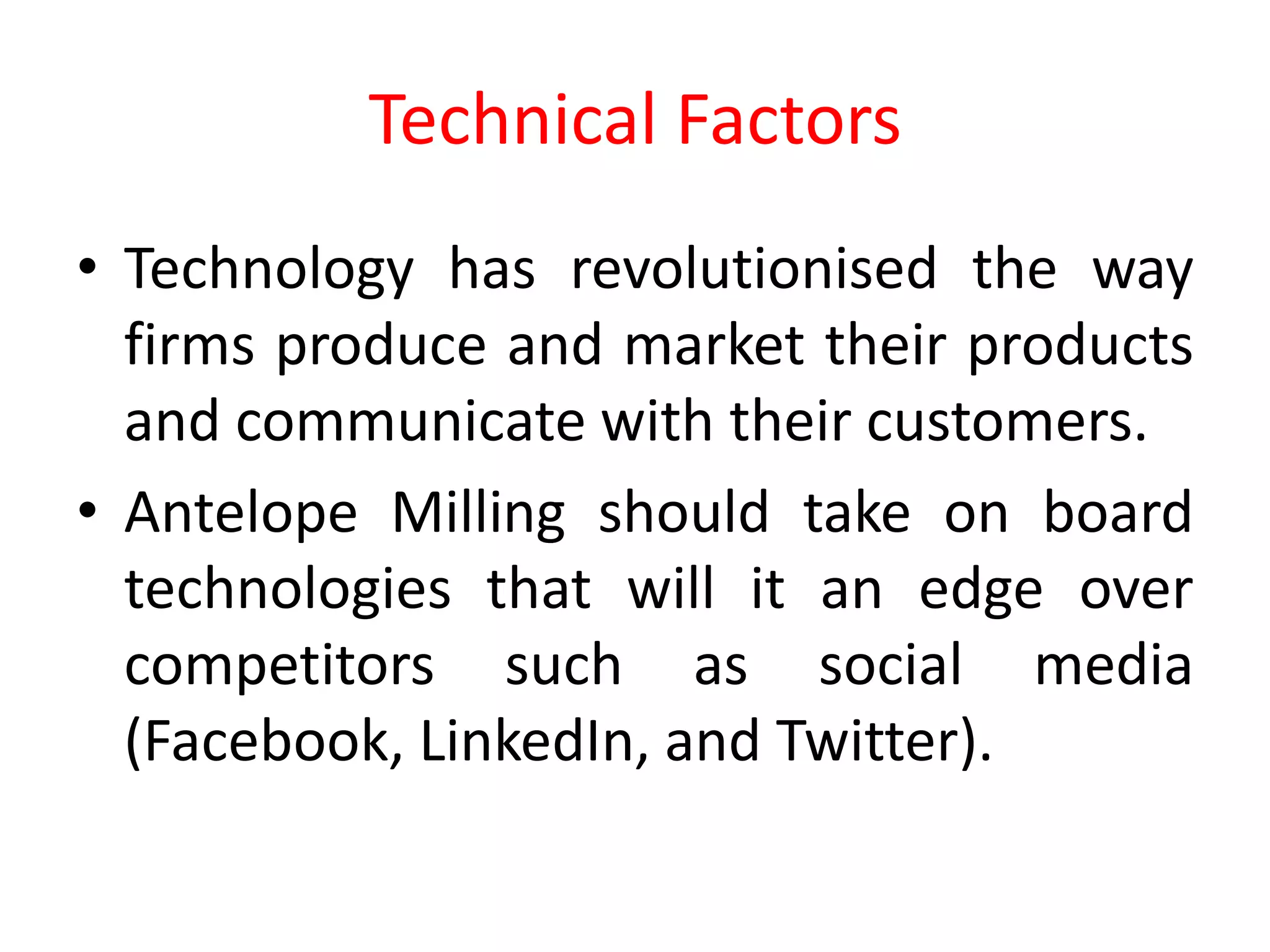 Pestel Analysis of Antelope Milling | PPTX