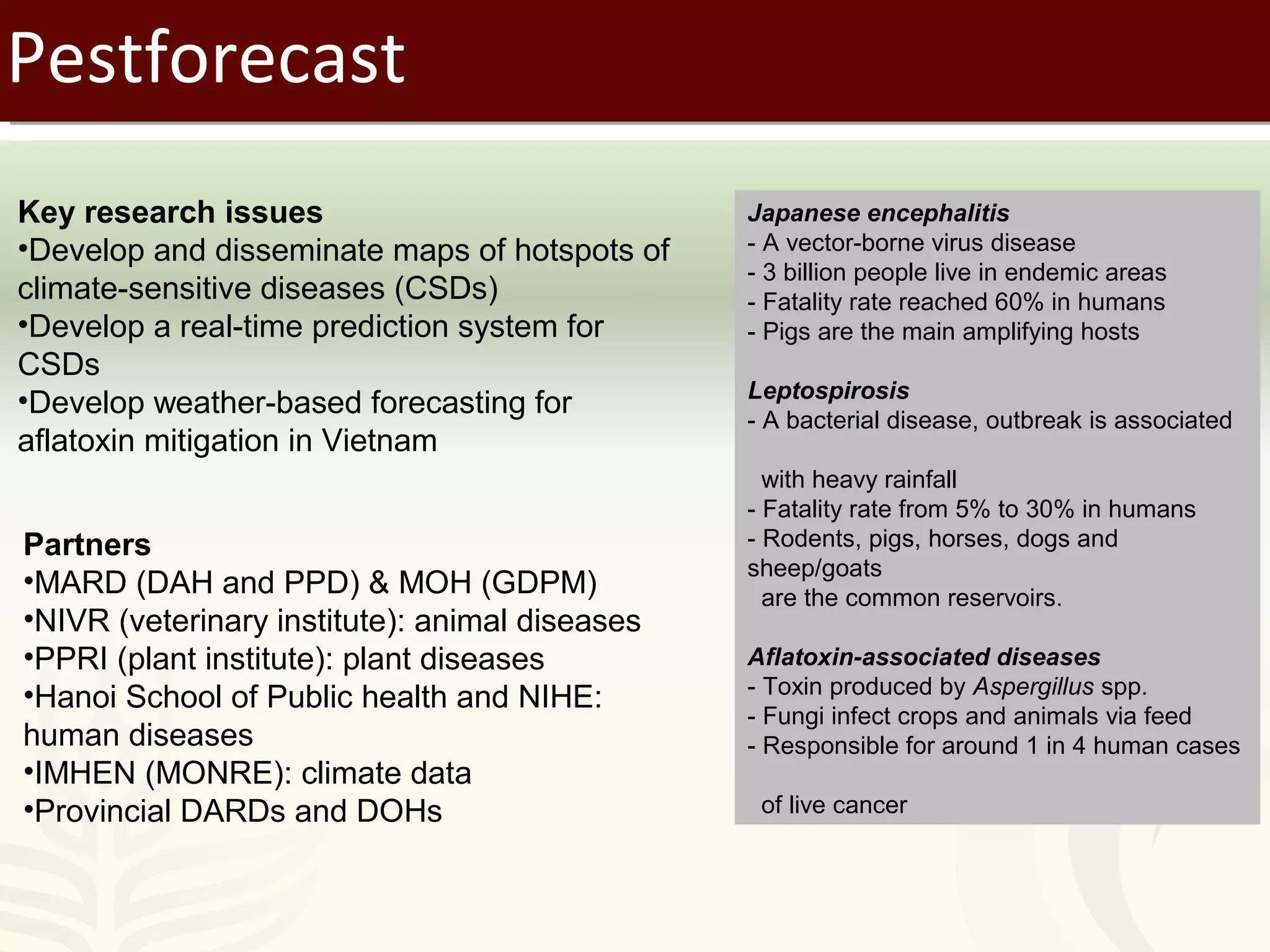 Pestforecast: Surveillance and early warning systems for climate ...