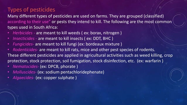 Pesticide analysis | PPTX | Agriculture | Industries