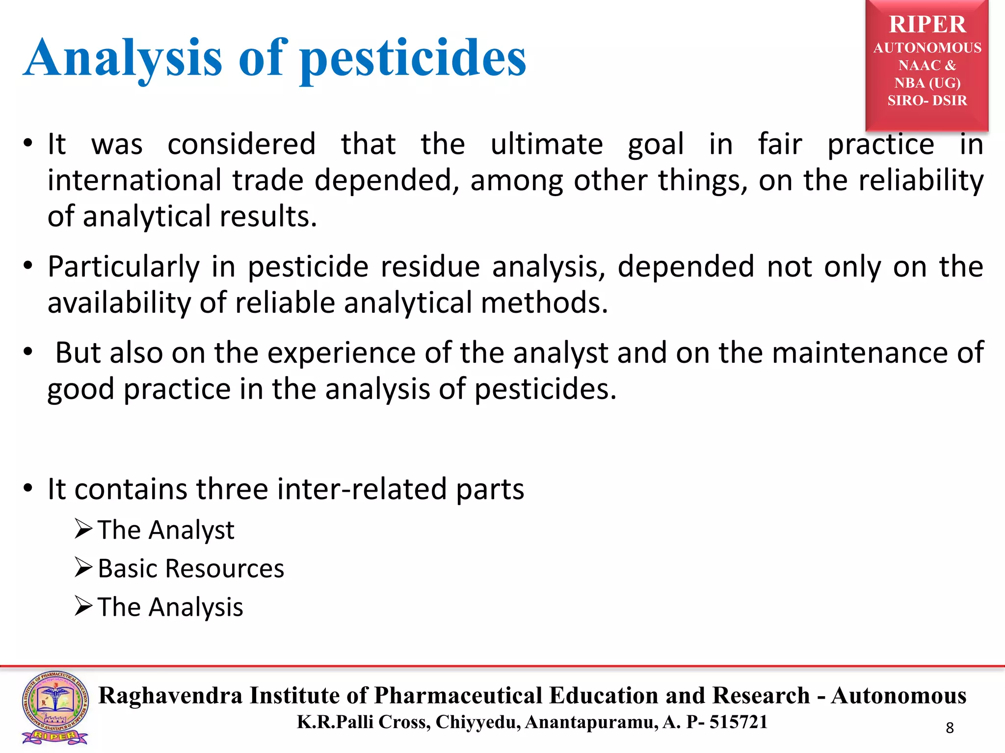 Pesticide analysis in vegetables. | PDF