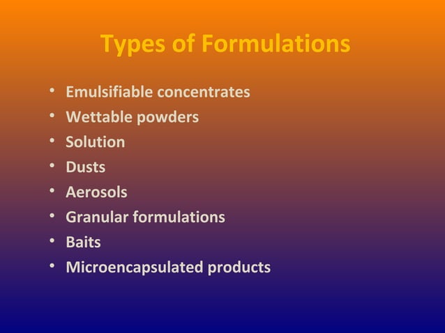 Pesticide formulations | PPT | Gardening | Home & Garden