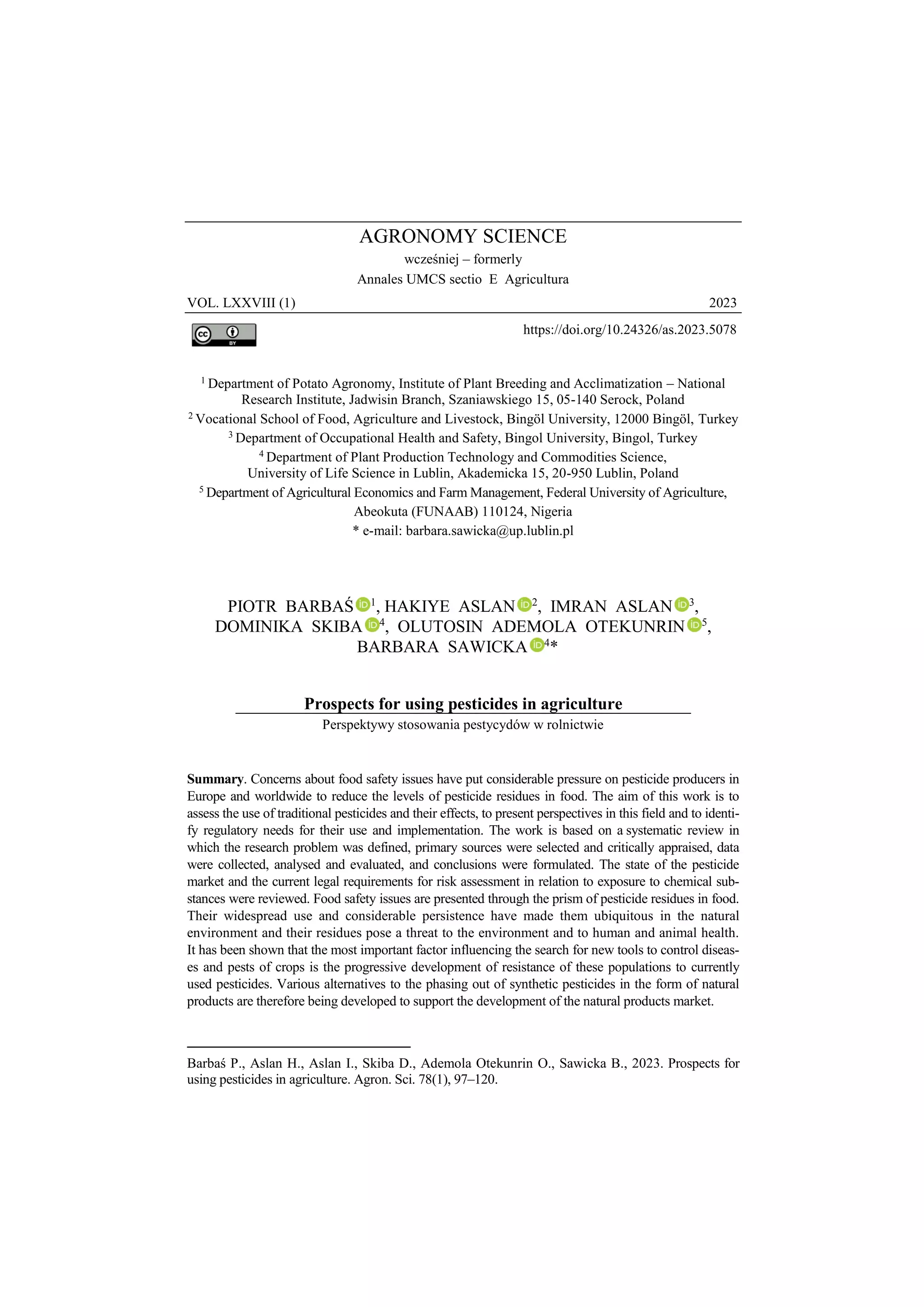 Prospects for using pesticides in agriculture | PDF
