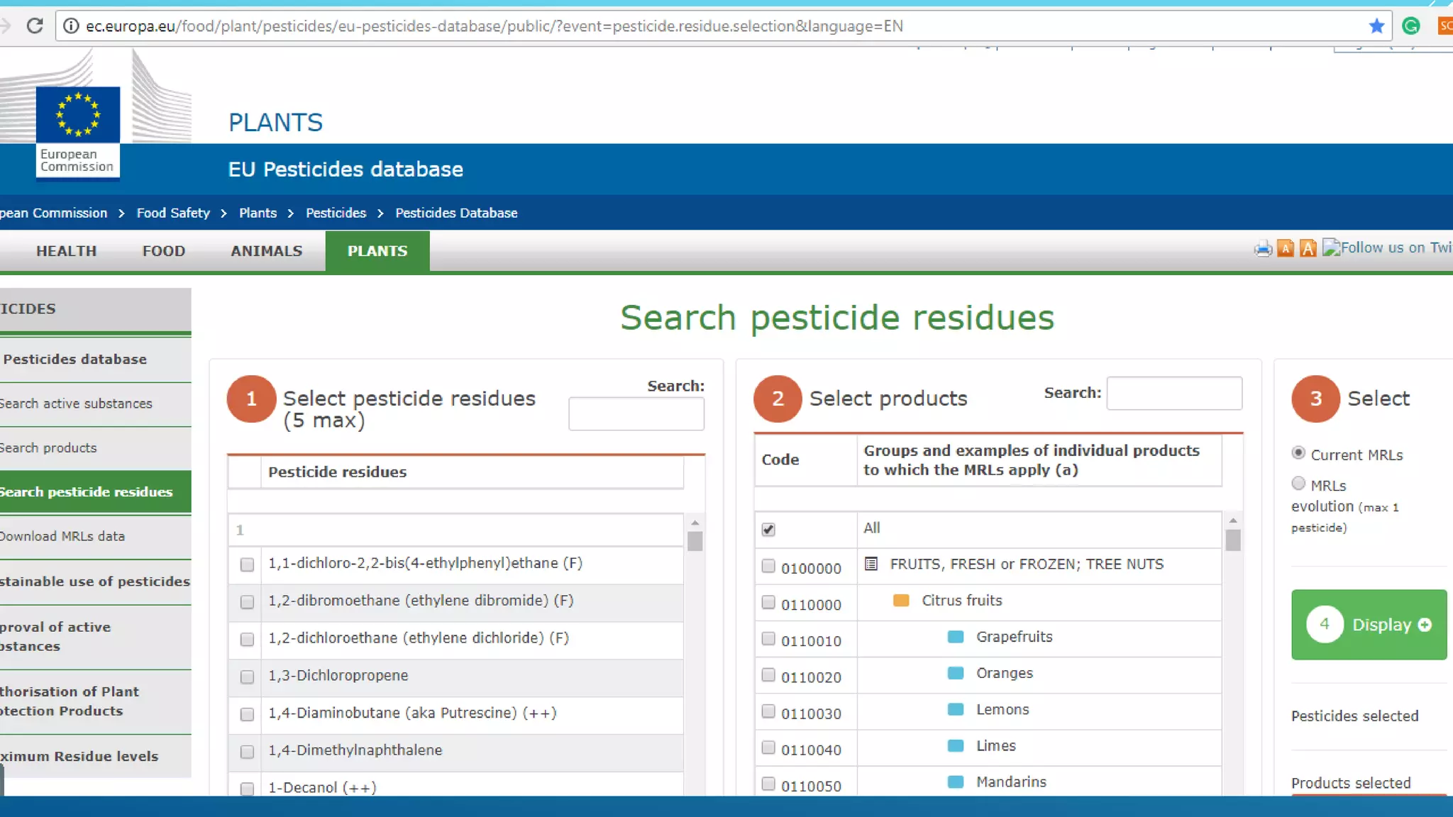 Pesticides classification and maximum residue limits in food.Renamed ...
