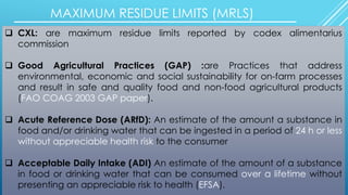 Pesticides classification and maximum residue limits in food.Renamed ...