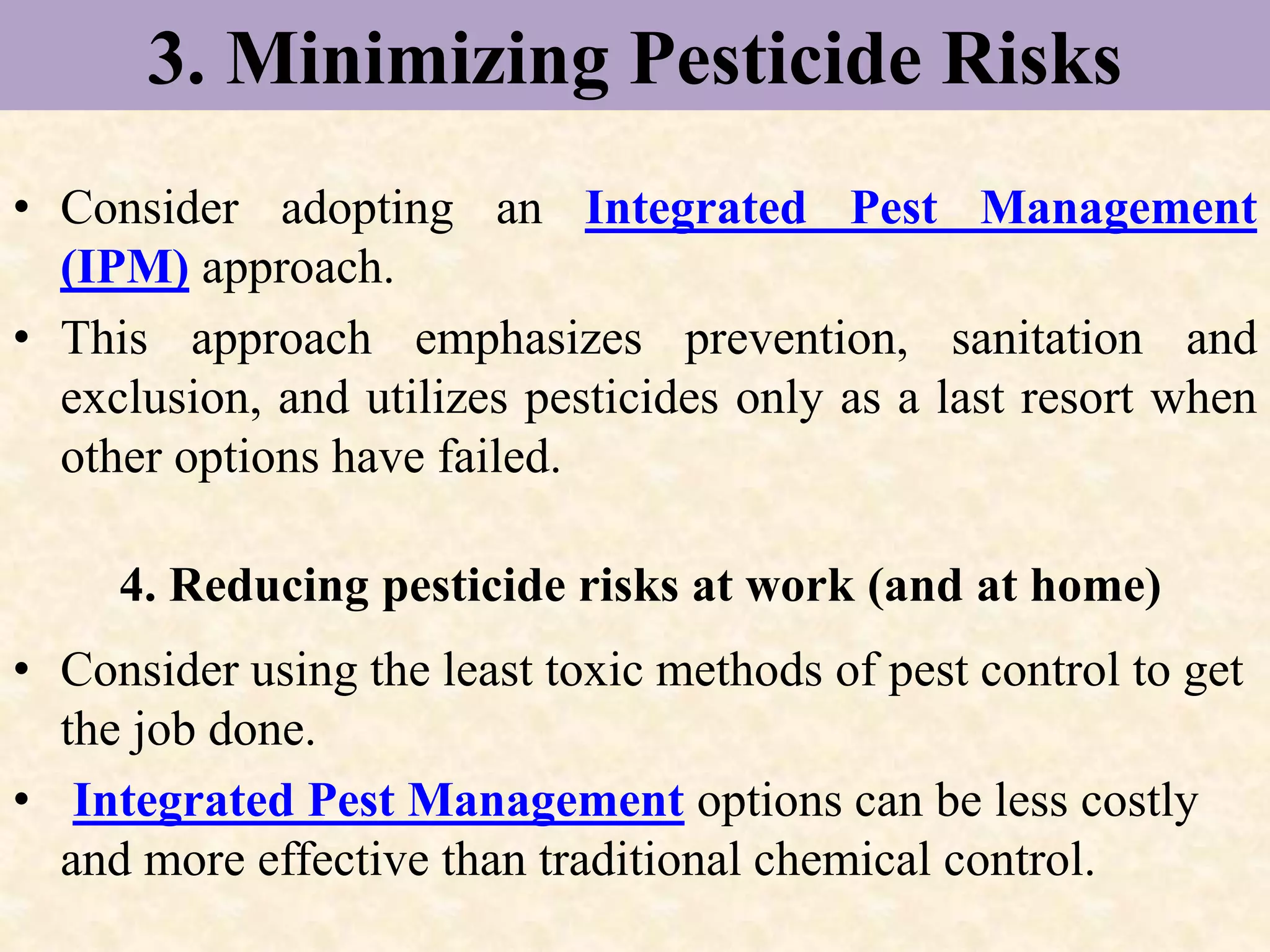 Pesticides use in agriculture: benefits, risks and safety | PPTX