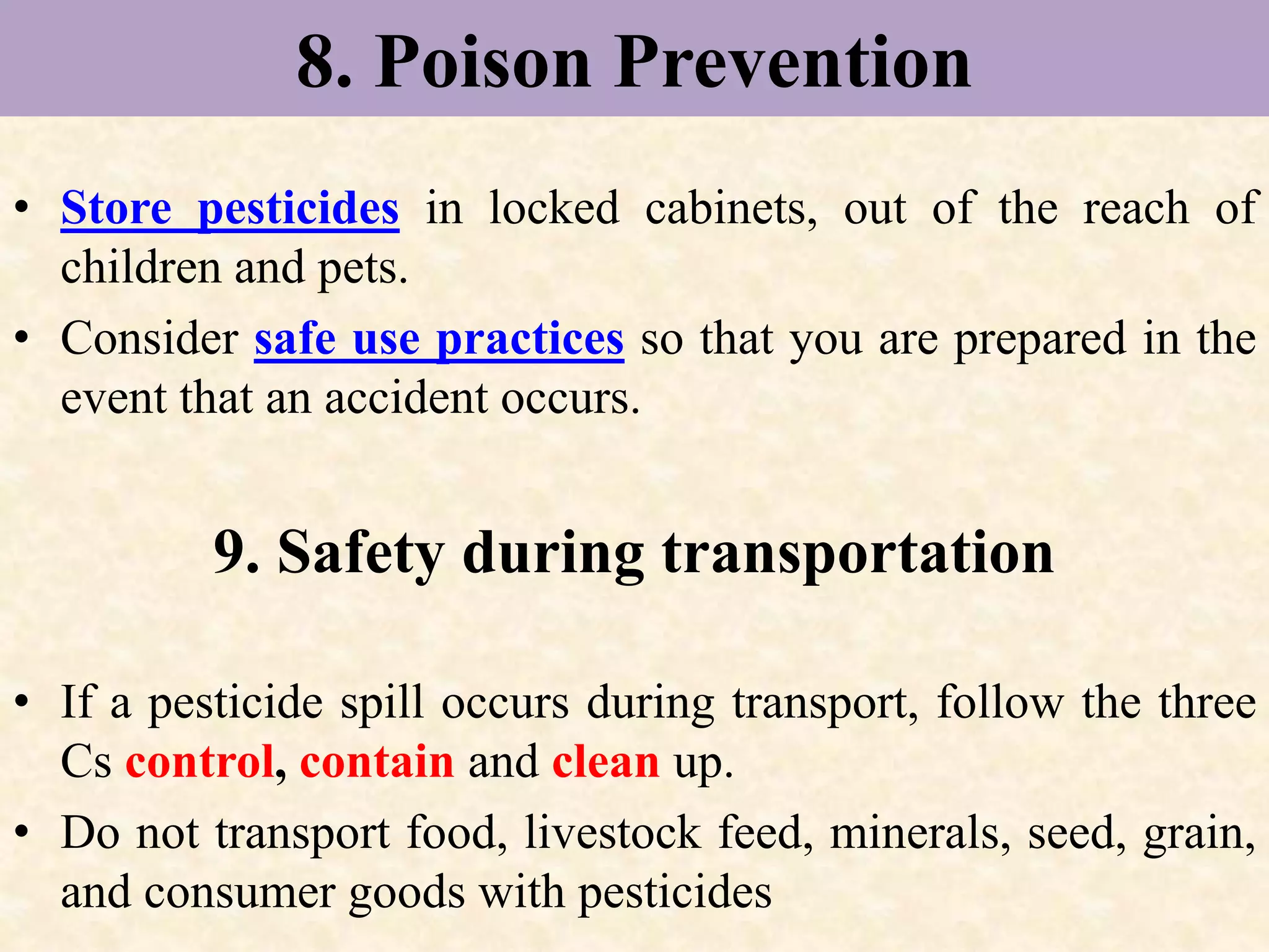Pesticides use in agriculture: benefits, risks and safety | PPTX