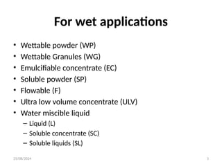 different types of Pesticides formulations | PPTX