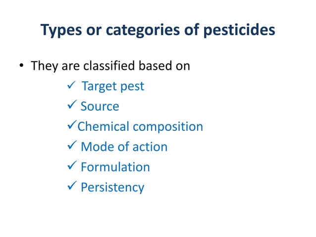 Pesticides – types and categories | PPTX | Chemistry | Science