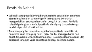 Pengertian, jenis dan proses pembuatan pestisida organik | PPTX