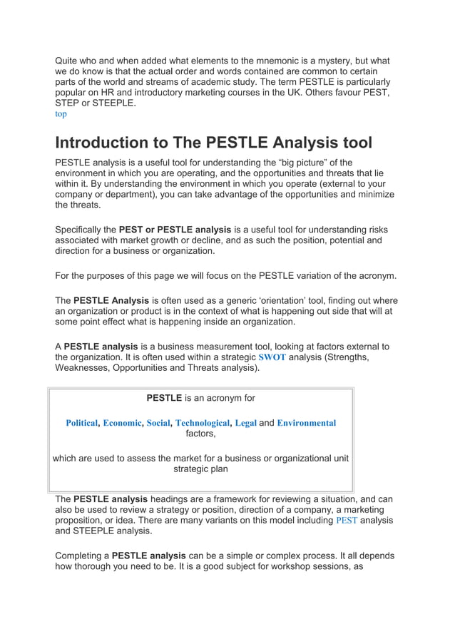 Pestle analysis micro site | PDF