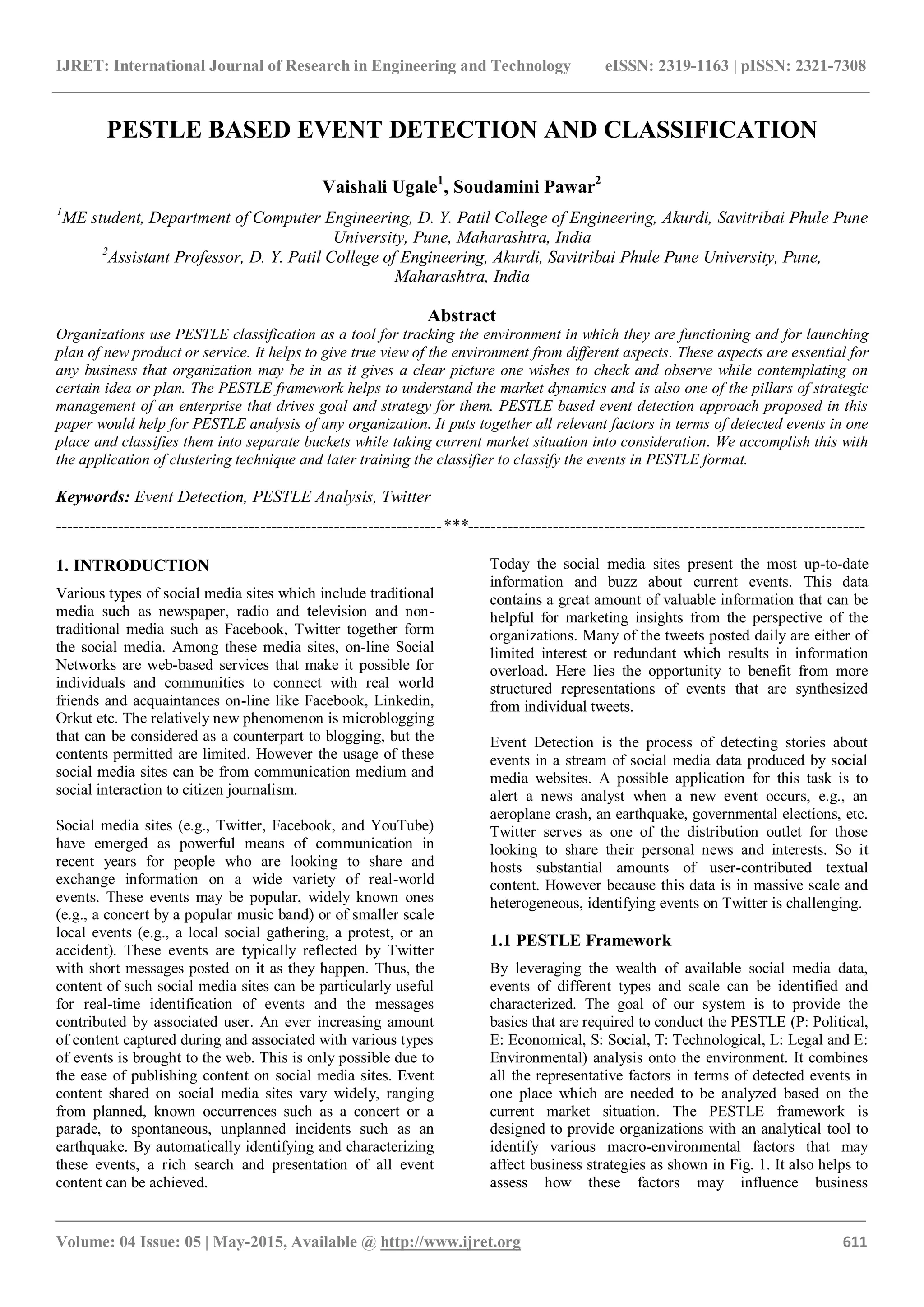 Pestle based event detection and classification | PDF
