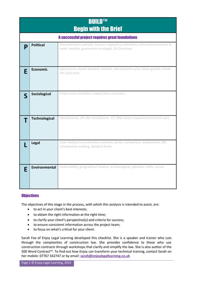 PESTLE Context Checklist for Construction Project | PDF | Civil ...