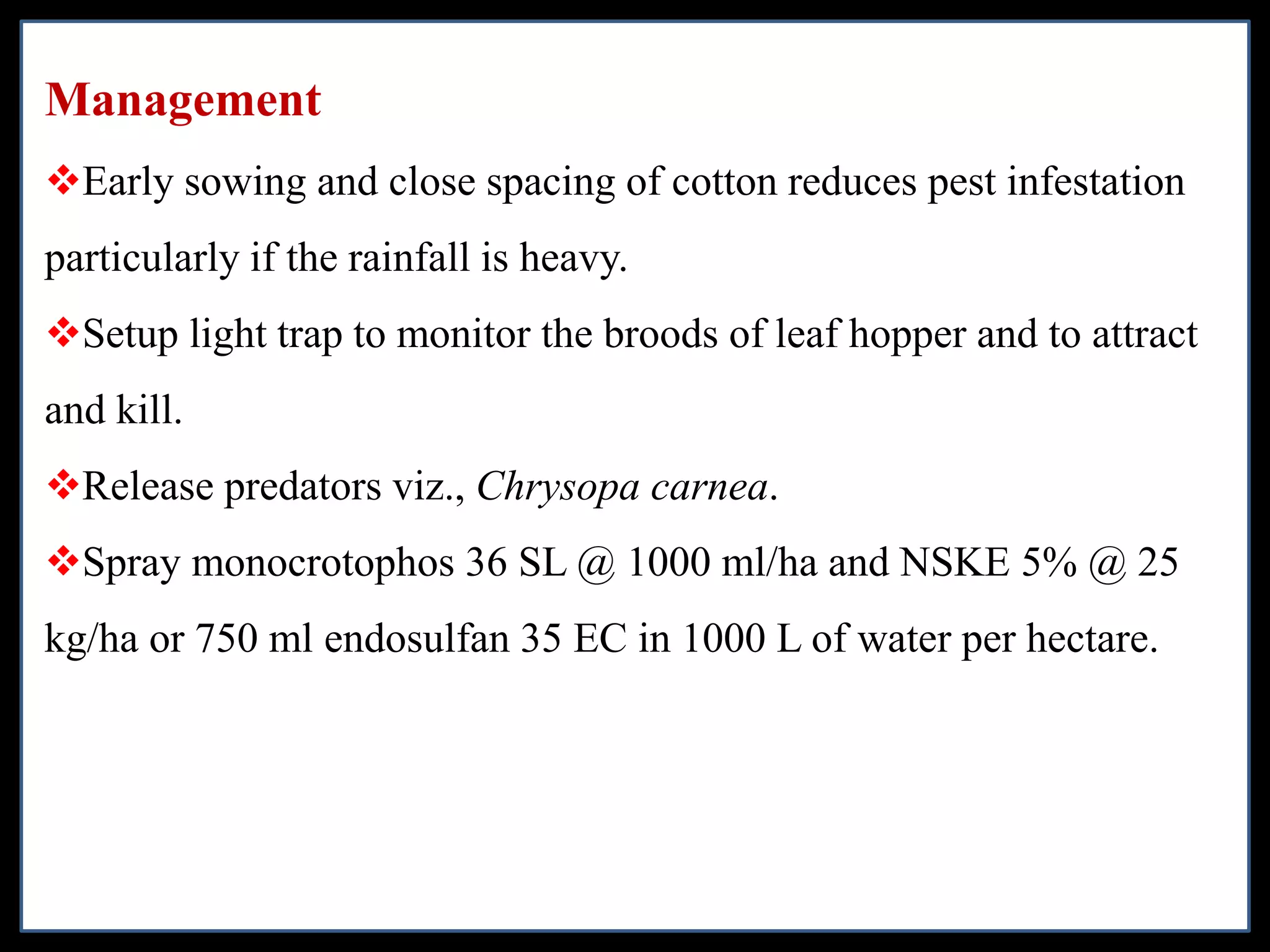Pests of cotton and their management | PPTX