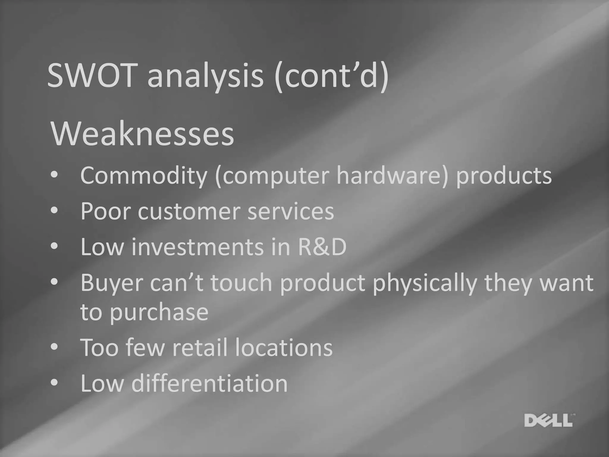 Pest & swot analysis ,buiness & corporate level strategy of dell | PPT