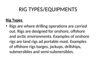 overview of drilling operation in oil and gas | PPTX