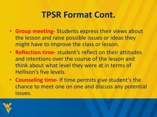 Teaching Personal and Social Responsibility: In Physical Education | PPTX