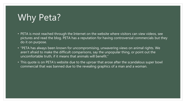 Short study of PETA's communication | PPT
