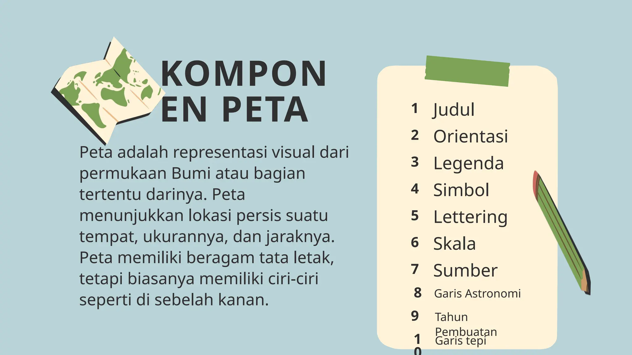 materi peta kelas 10 semster 1 tentang definisi, fungsi dan komponen | PPTX