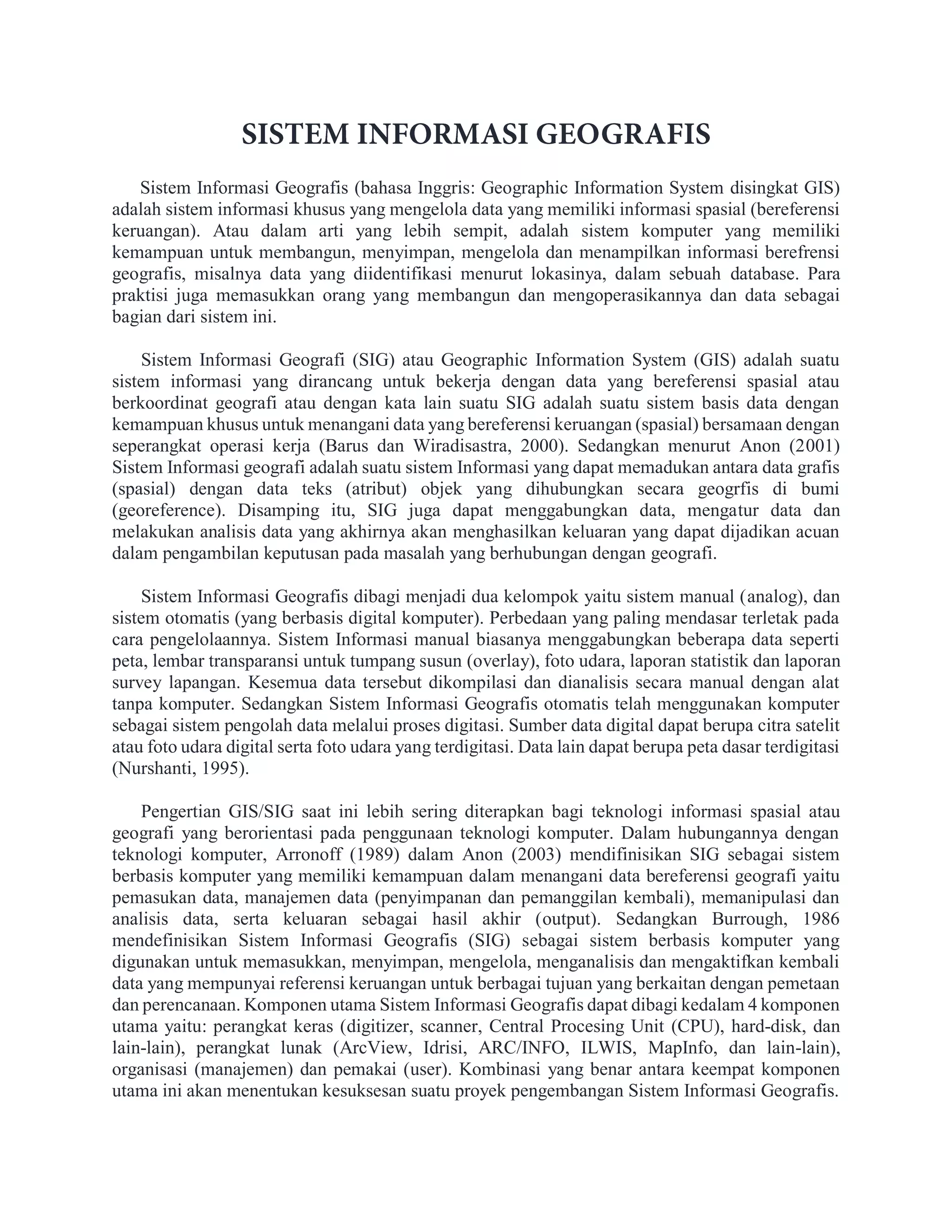PETA, GIS, dan DATABASE SPASIAL | PDF