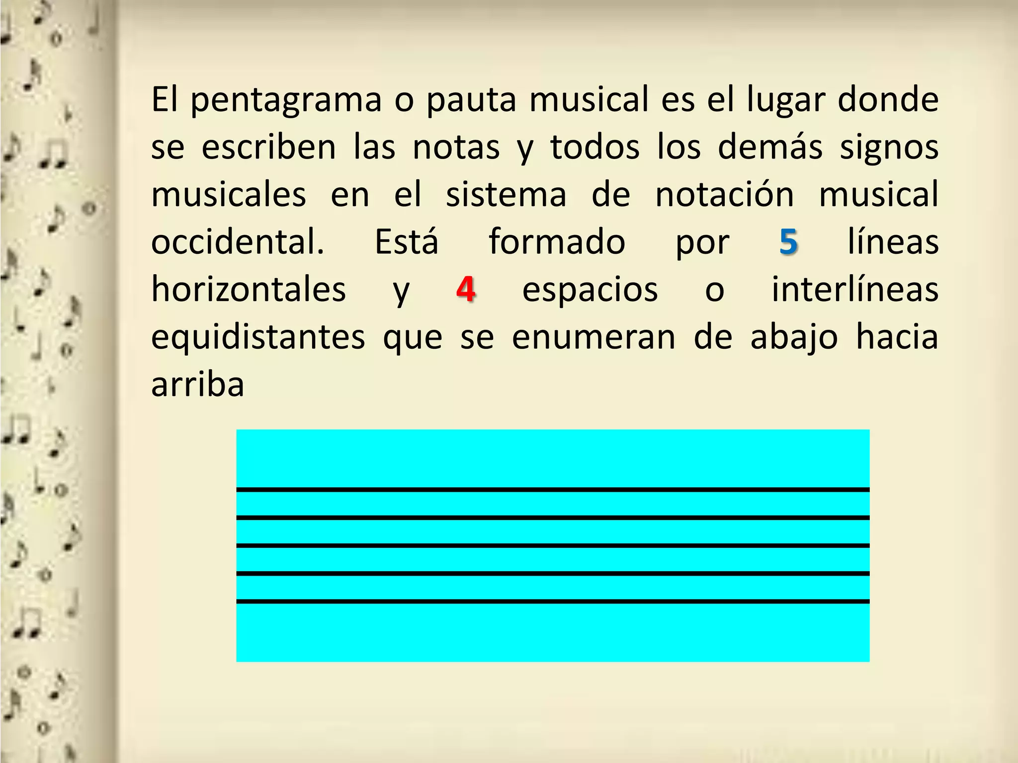 Las líneas y espacios del pentagrama | PPT