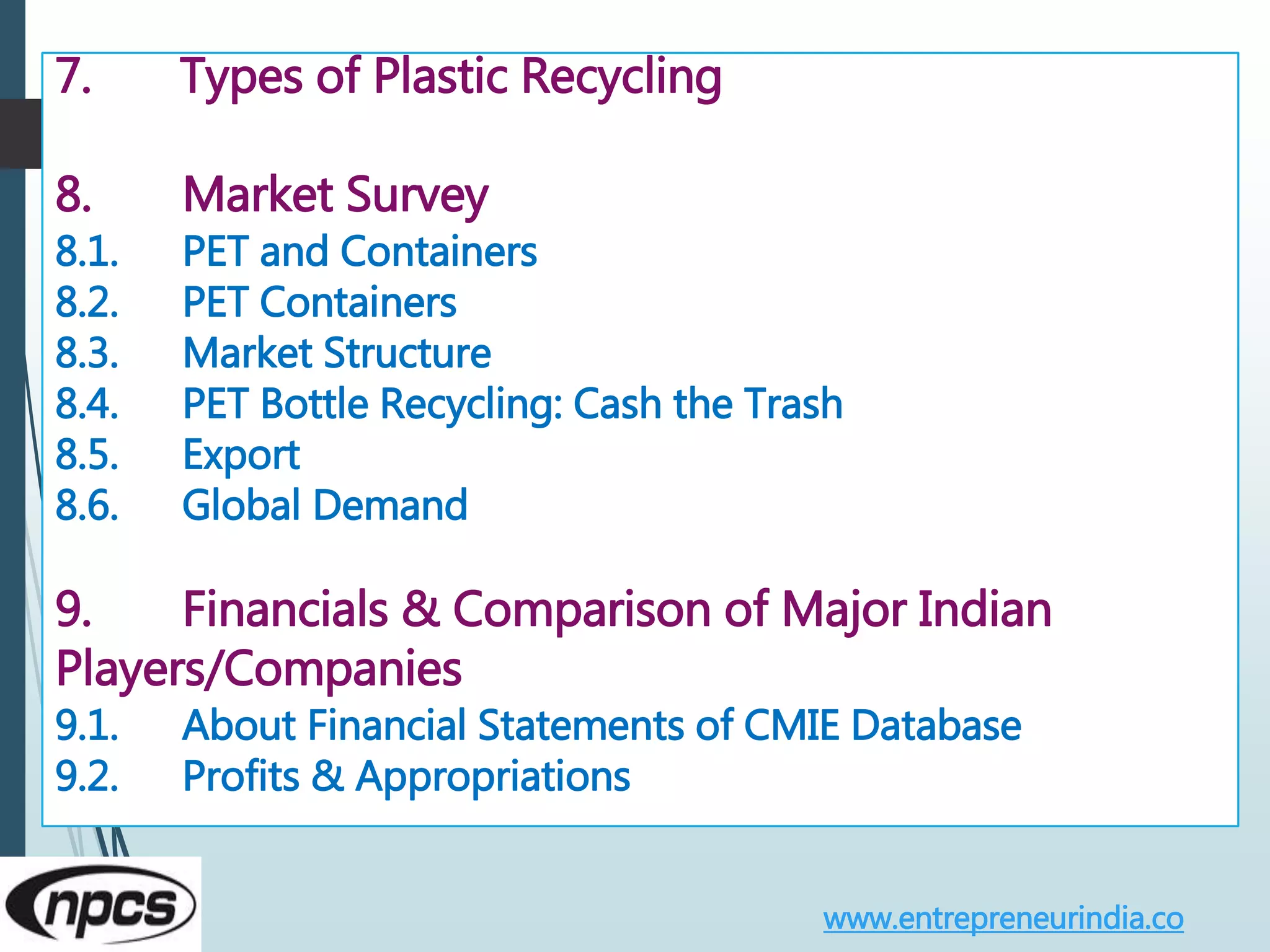 PET Bottle Recycling - Manufacturing Plant Detailed Project Report ...