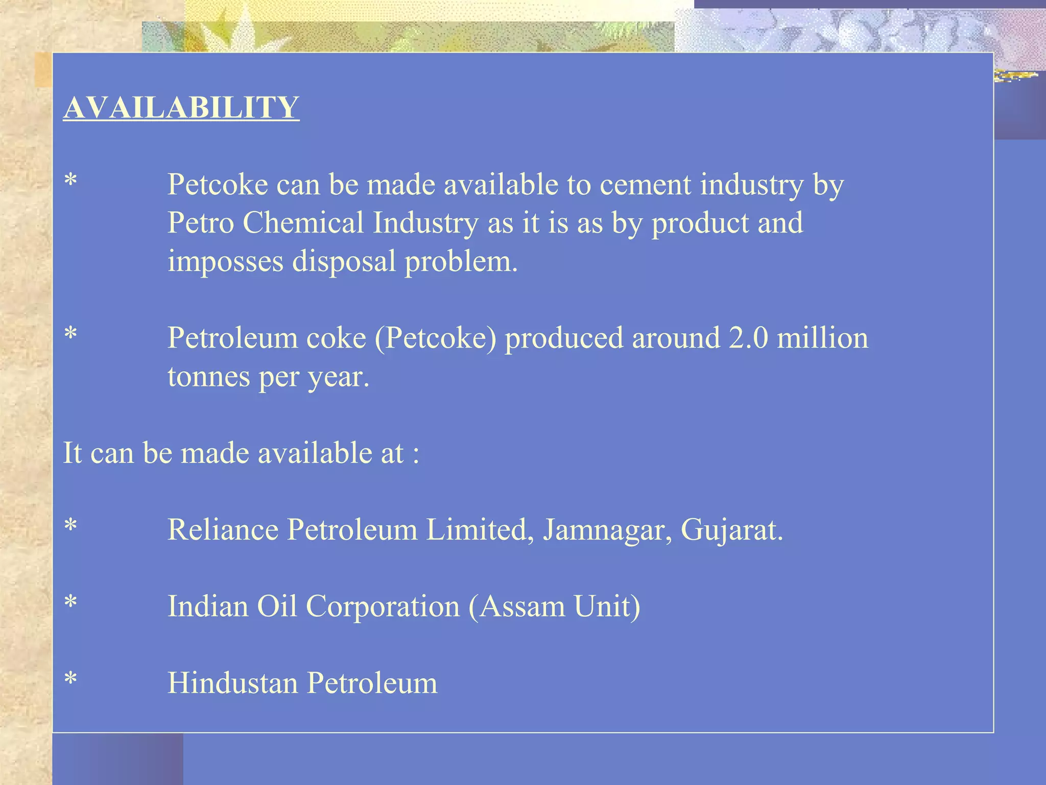 Pet coke in cement clinker | PPT