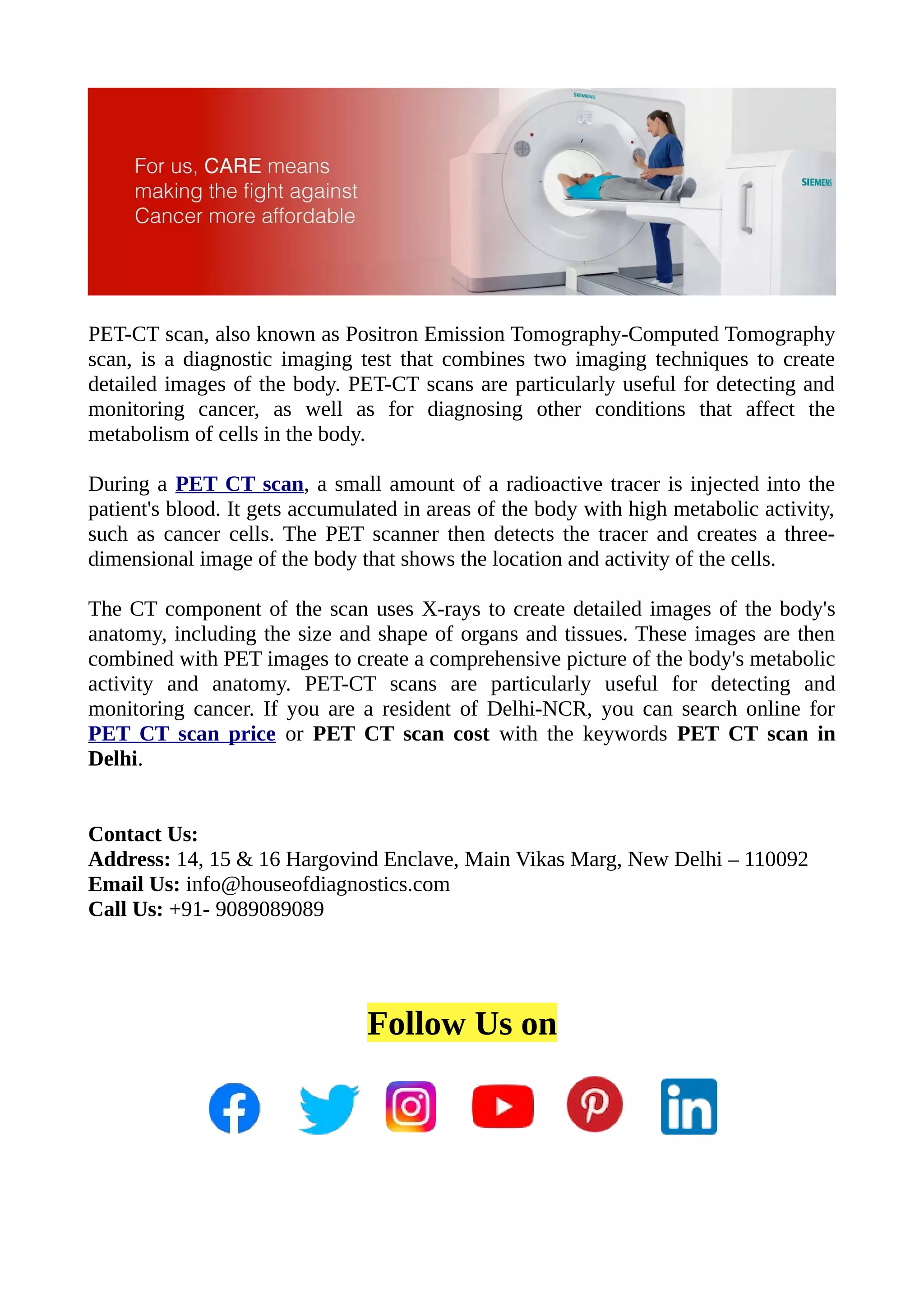 PET CT Scan Price_House of Diagnostics | PDF