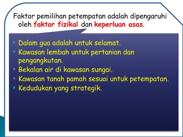 Petempatan awal dan faktor faktor mempengaruhinya | PPT