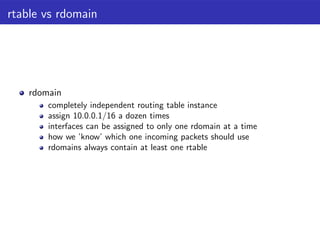 Using routing domains / routing tables in a production network by Peter Hessler | PPT
