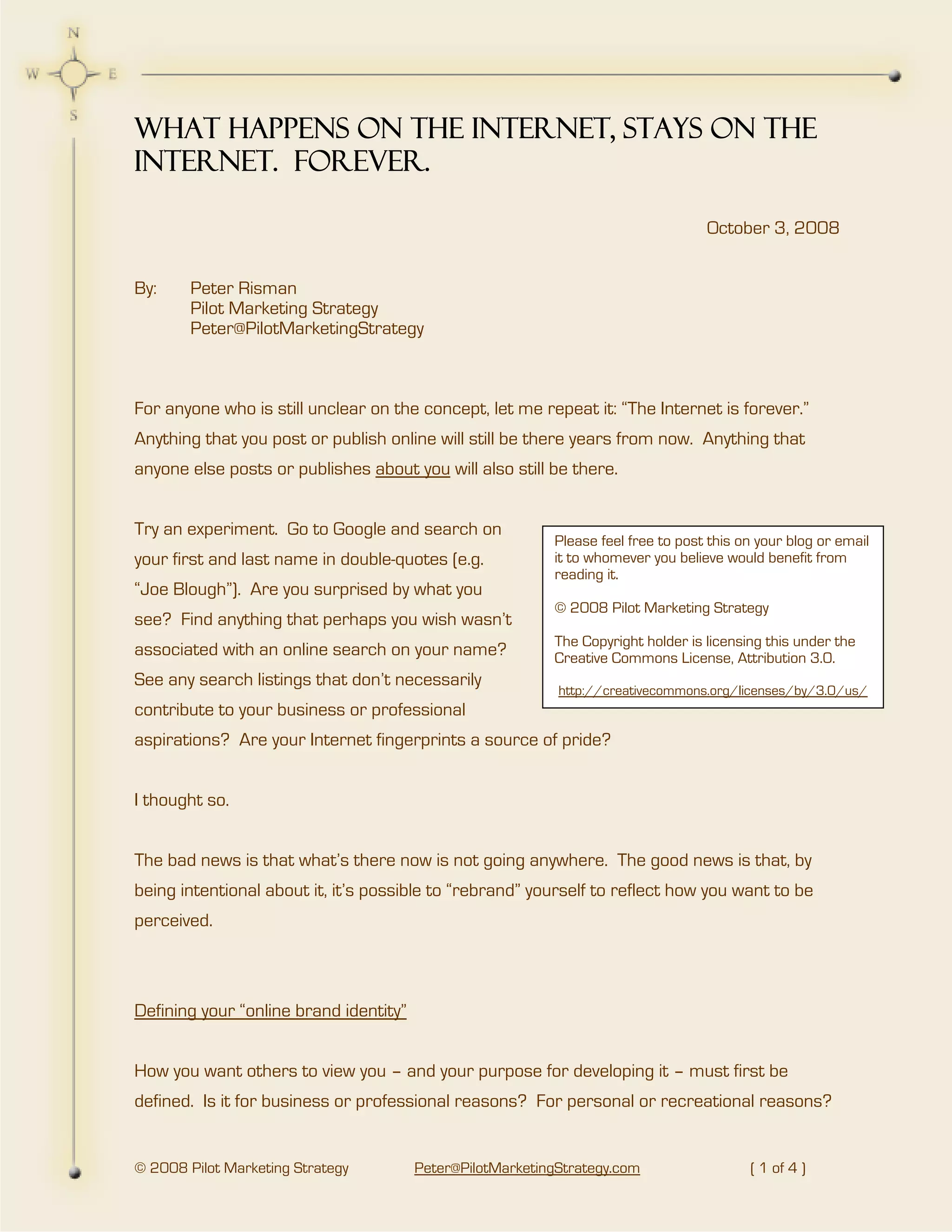 What Happens on the Internet, Stays on the Internet. Forever. | PDF ...