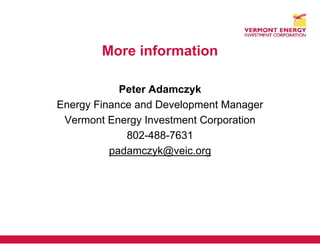 Peter Adamczyk, Vermont Energy Investment Corporation | PDF