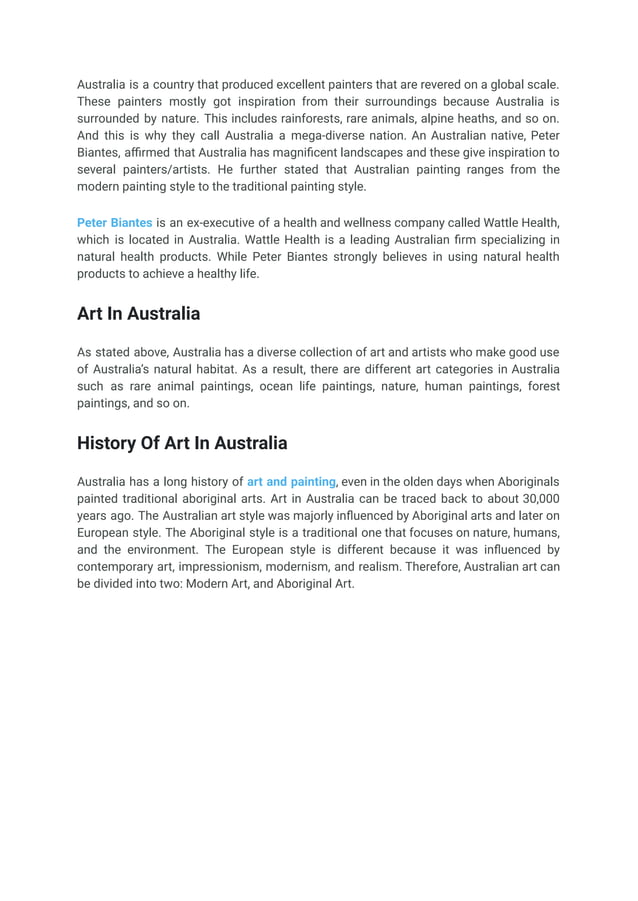 Peter Biantes : Famous Painters In Australia | PDF